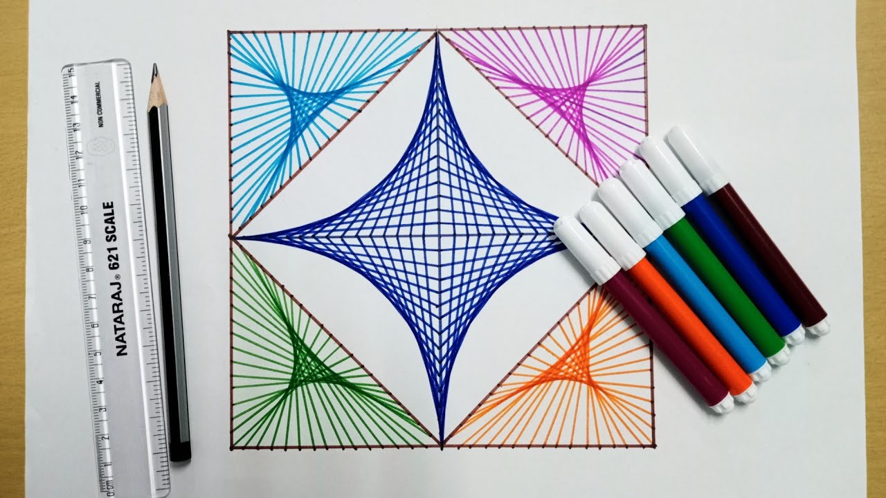 Geometrical design || Geometric Square Art || How to draw geometric ...