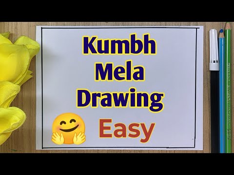 Kumbh Mela Drawing| Maha Kumbh Mela Drawing| How To Draw A Scenery Of ...