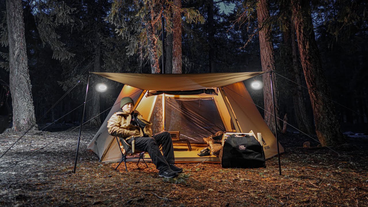 OneTigris Solo Homestead TC Hot Tent Winter camping trip with Pepper ...