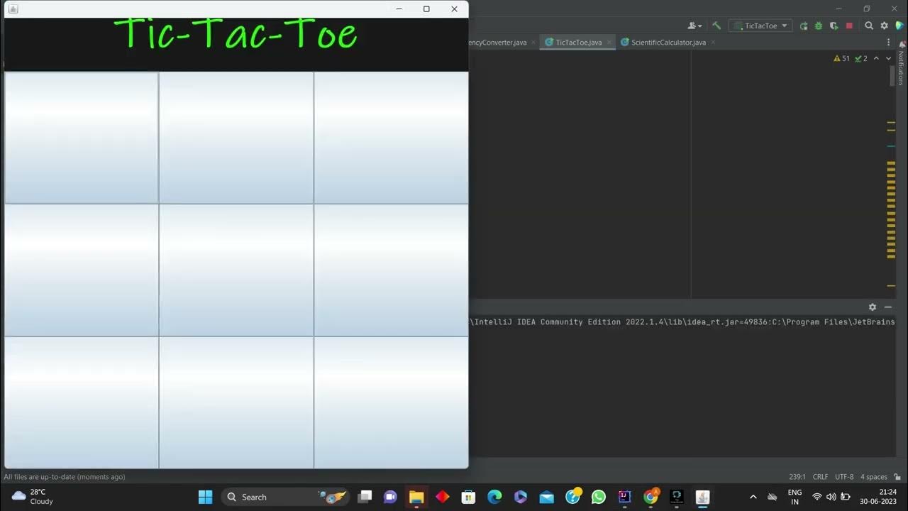 Task-2 :- Create a Tic-Tac-Toe Game || @LetsGrowMore || Java Developer Internship - YouTube