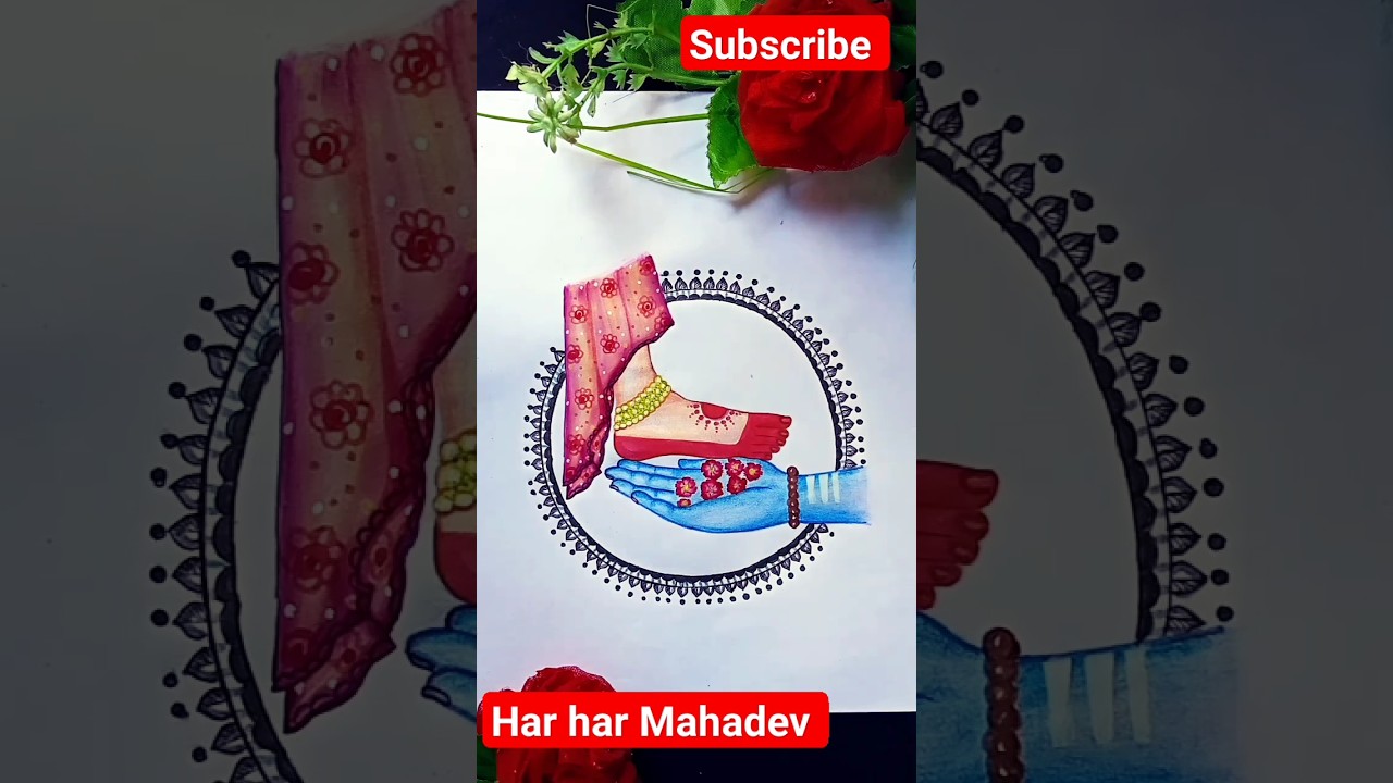 Shiv ji ️ Mata Mata Parvati hand leg drawing #ytshorts #harharmahadev # ...
