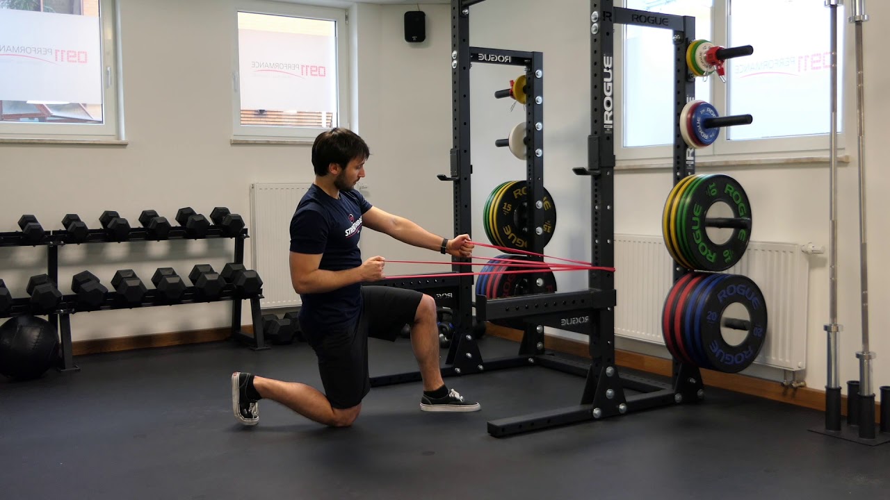 Single Arm Row to Lateral Lean - Half Kneeling - Banded - YouTube