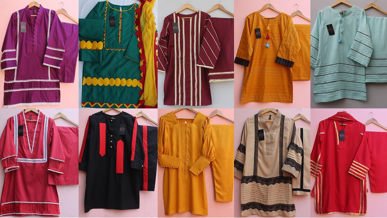 Plain Dress Designing Ideas Plain Suit Designing With Trendy Plain Suit ...