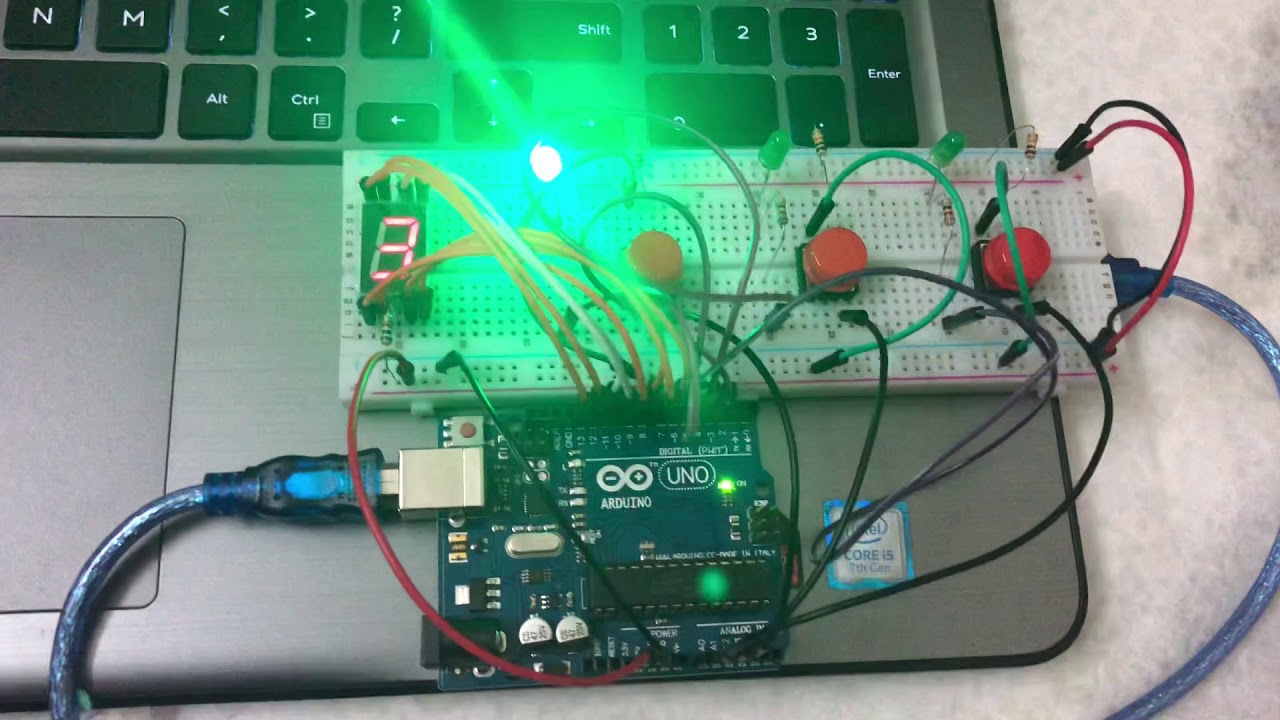 Arduino With 7 Segment Display Push Button And Led Smart Traffic Light ♥️ Youtube