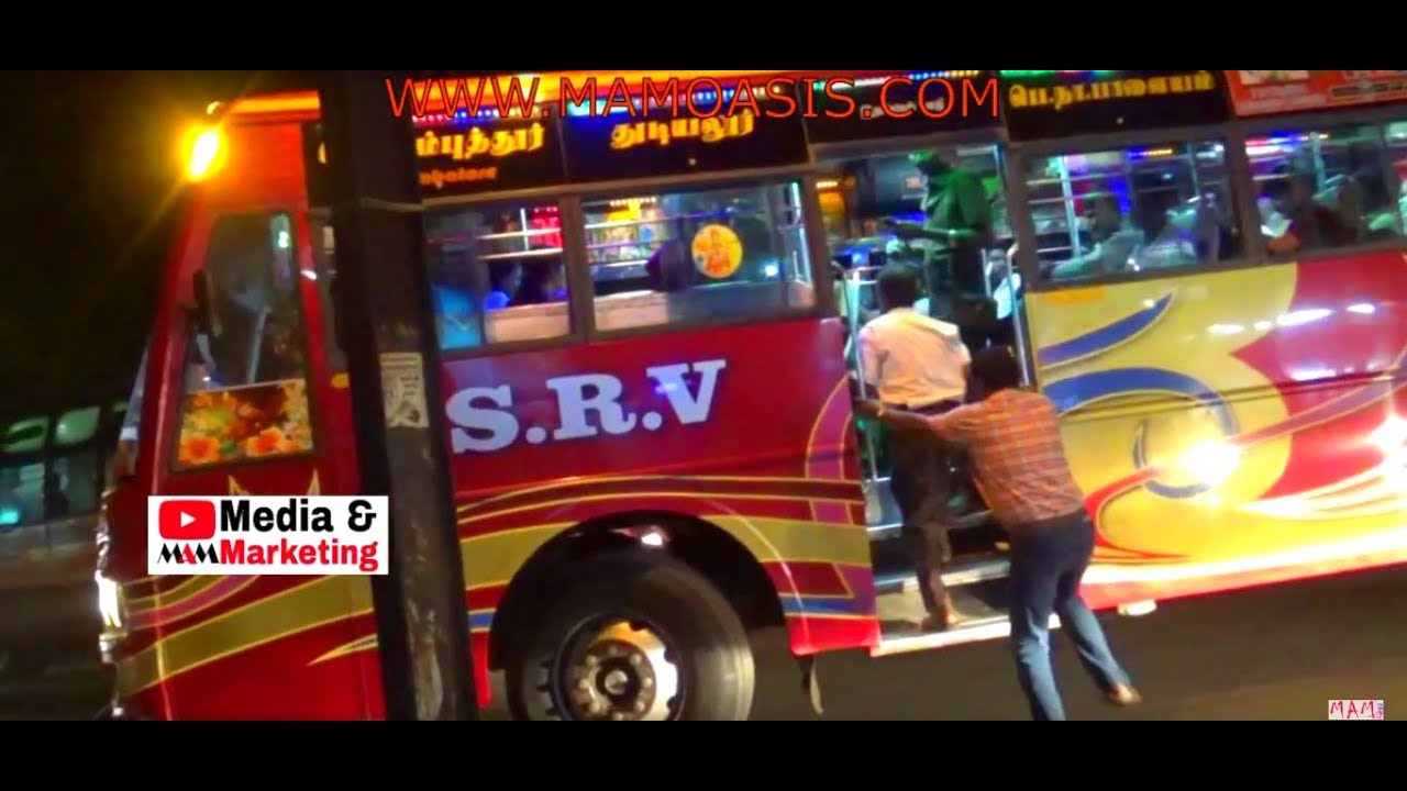 SRV PRIVATE BUS MASS ENTRY & EXIT FROM METTUPALAYAM BUS STAND with ...