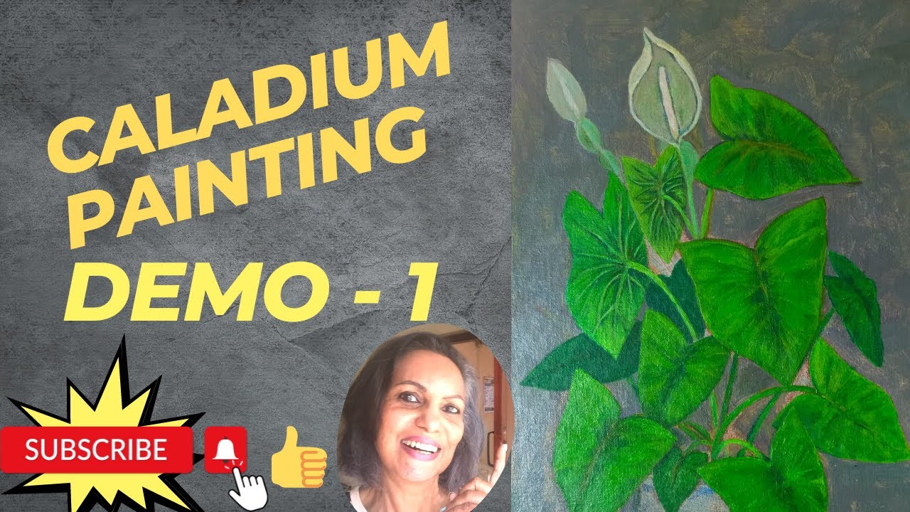 Clown Face Caladium Plant/Leaves/Flower Acrylic Painting Demo1/2 - Step-by-Step Tutorial ...