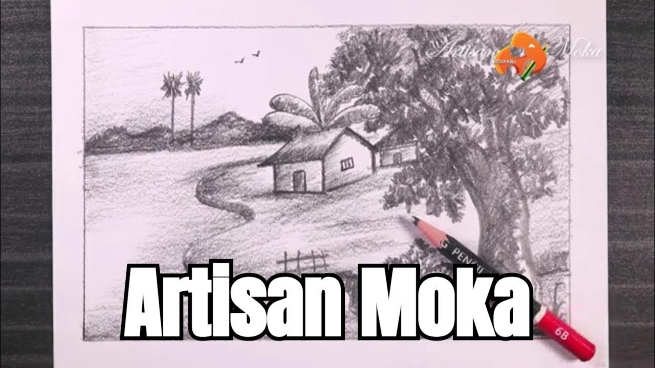 Dessin paysage facile | Landscape drawing easy | Dessiner un paysage ...