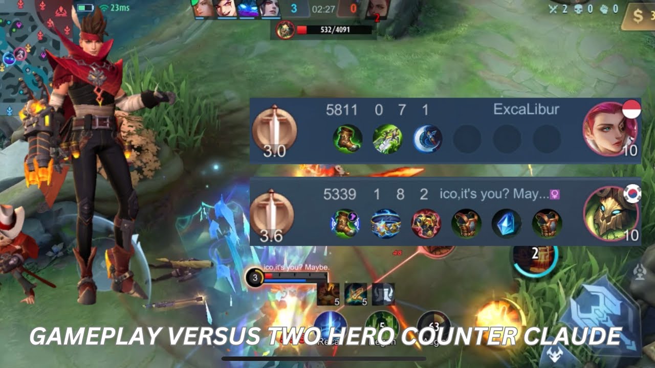 GAMEPLAY CLAUDE VERSUS TWO HERO COUNTER | TOP GLOBAL CLAUDE - MOBILE ...