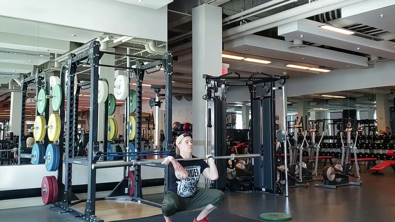 Clean pull under + front squat + press + ohs - YouTube