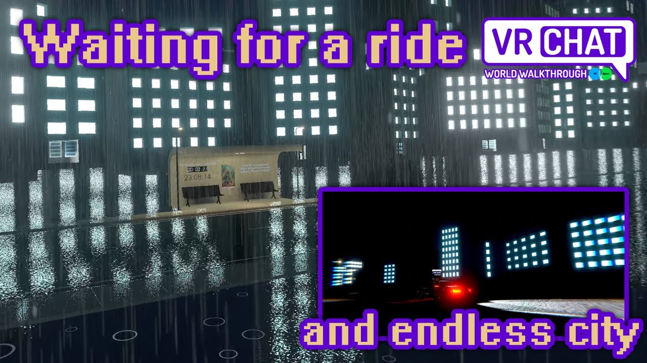 Waiting for a ride and endless city - VRChat Worlds Walkthrough - YouTube