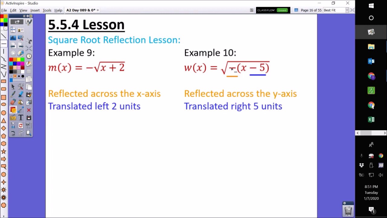A2 5.5.4B Square Root Function Reflections - YouTube