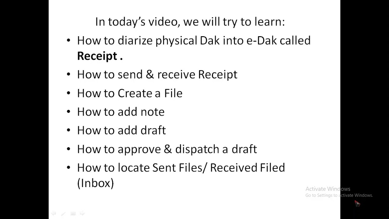 e-Office (J&K)-- Diarise Dak, Create Receipt (e-Dak), Create e-File ...
