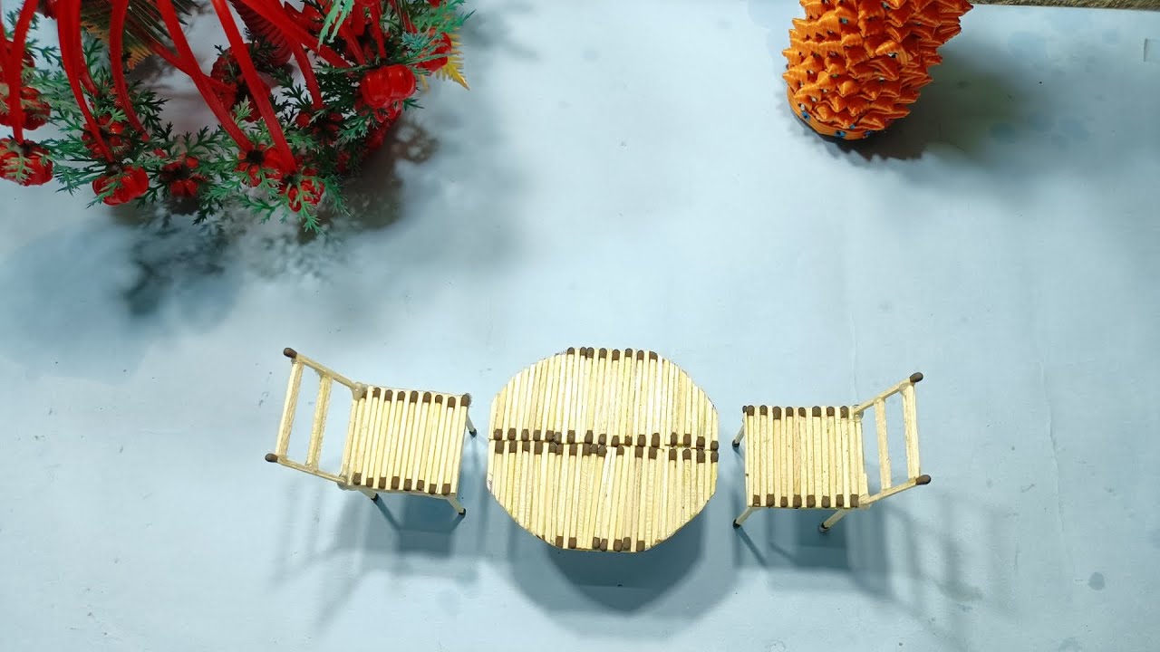 MATCH STICK CHAIR AND TABLE || DIY how to make matchstick table and ...