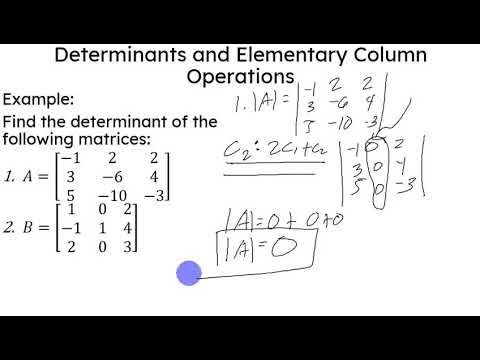 Determinants and Elementary Operations: Determinants and the Elementary Column Operations - YouTube