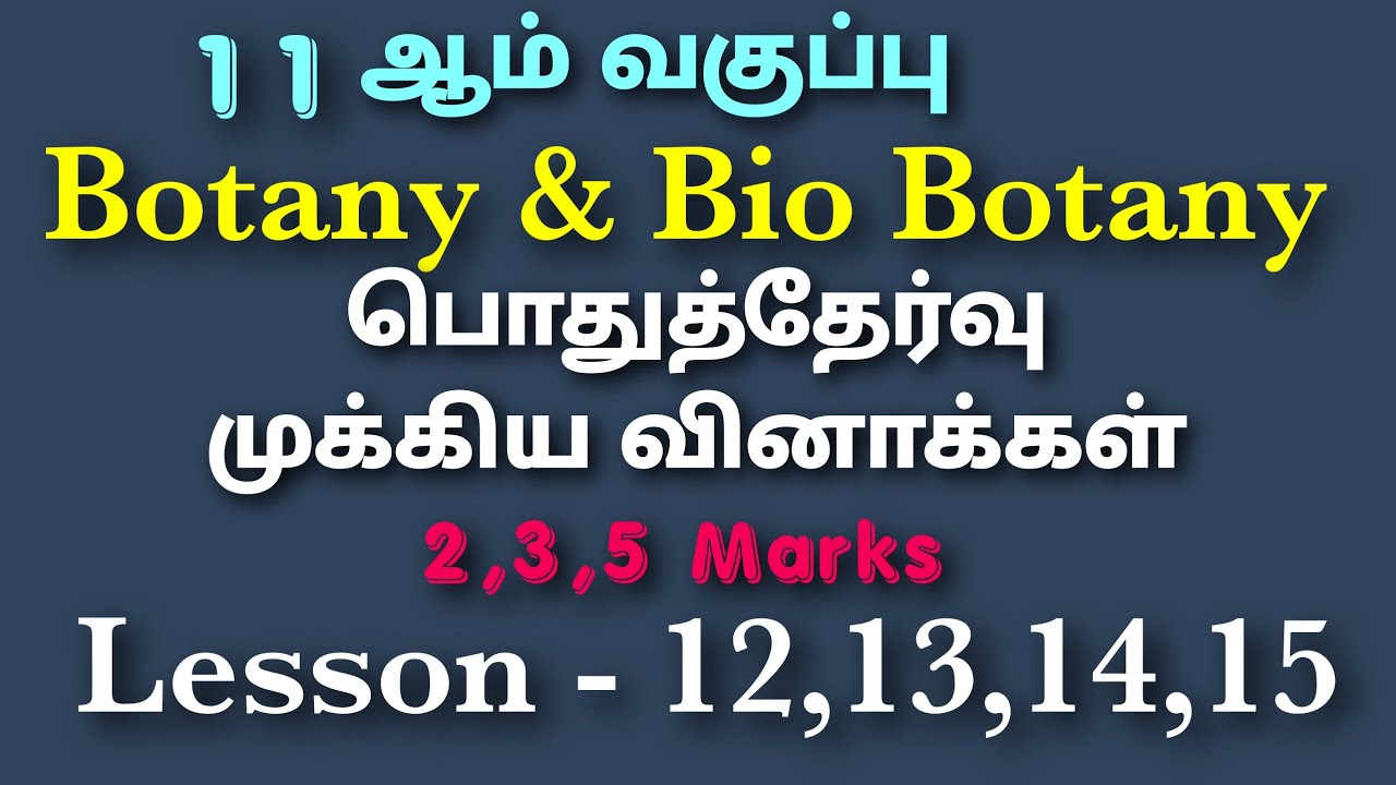 11th Bio Botany & Botany important questions lessons 12,13,14,15 - YouTube