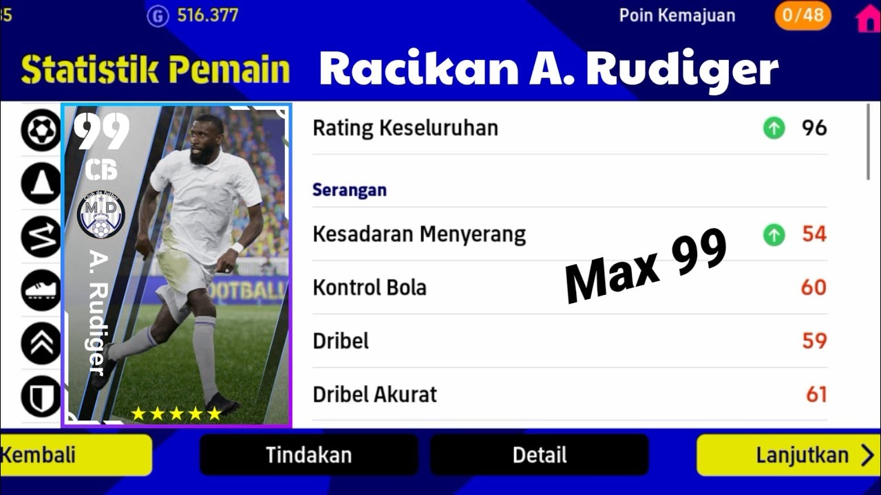 RACIKAN A. RUDIGER CLUB SELECTION MAX RATING 99 😱🔥 - YouTube