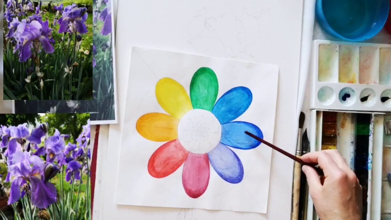 Iris Watercolor full tutorial 1 - YouTube