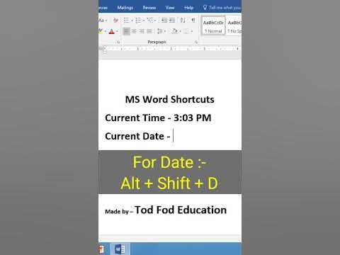 Add Current Date & Time - MS Word Tips & Tricks from @todfodeducation - YouTube