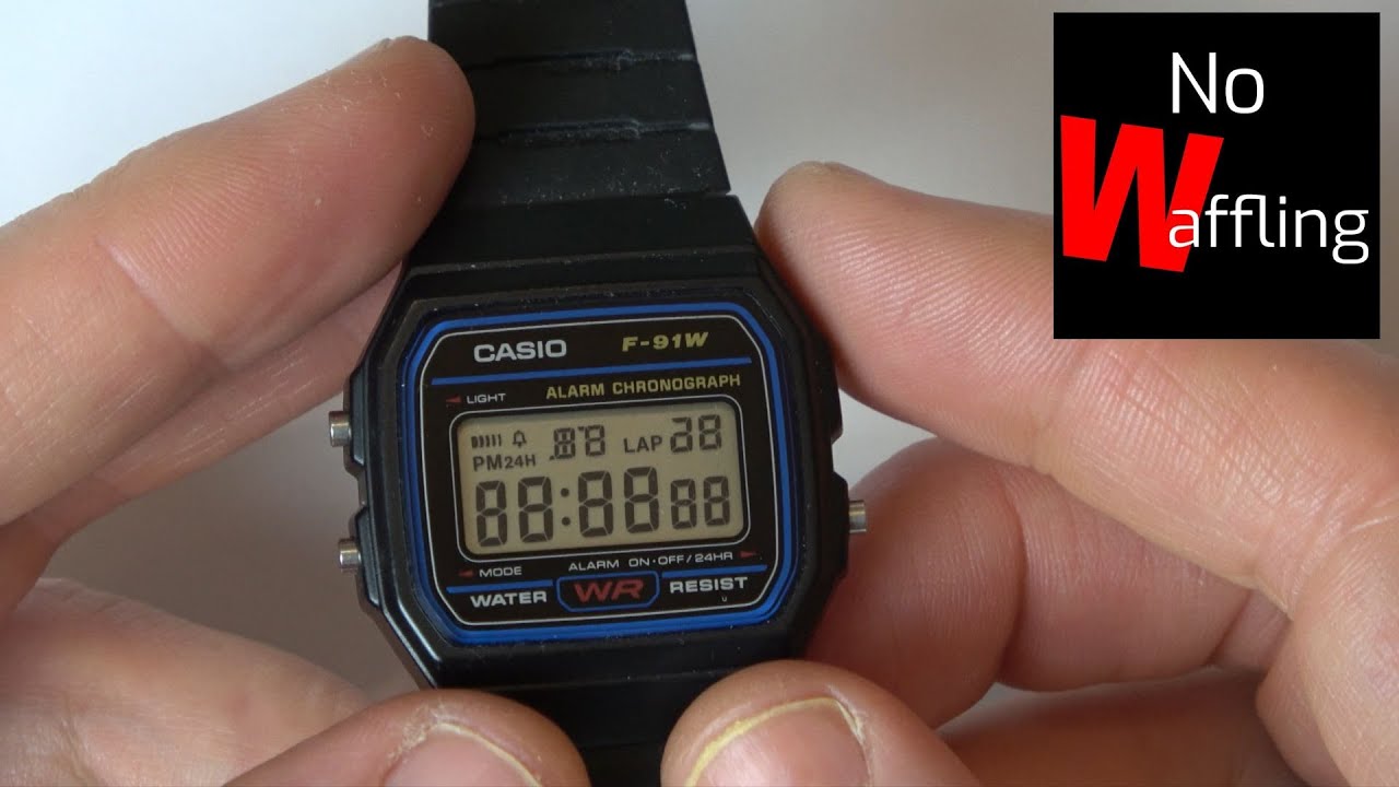 Casio F91W Watch - How to show all the LCD segments - YouTube