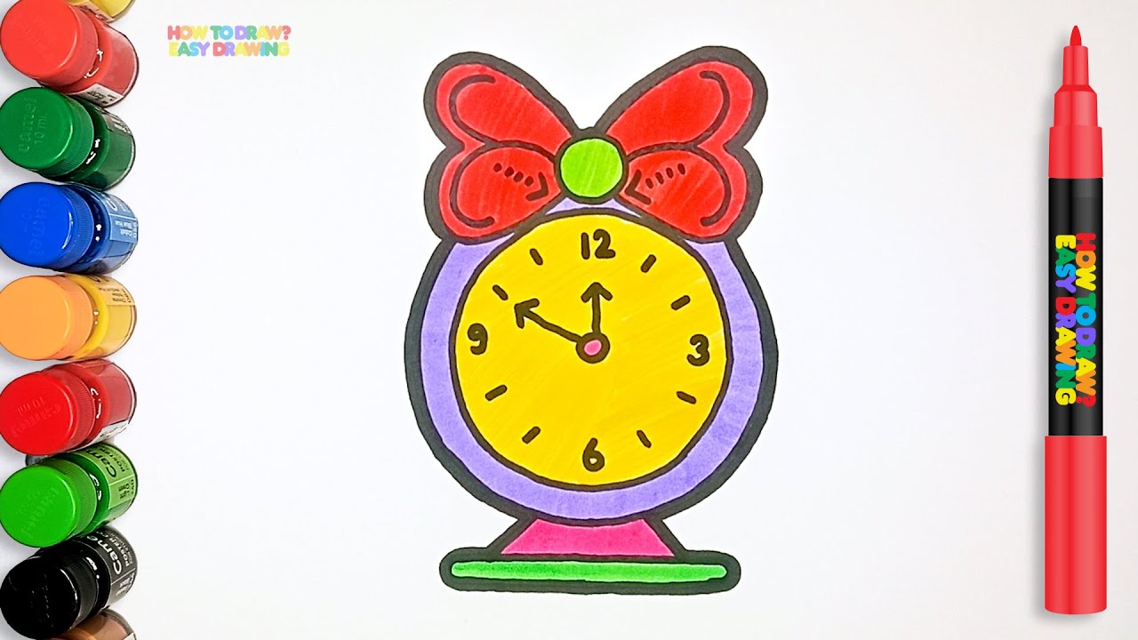 How to Draw a Cute Clock with a Bow | Easy Step-by-Step Drawing ...