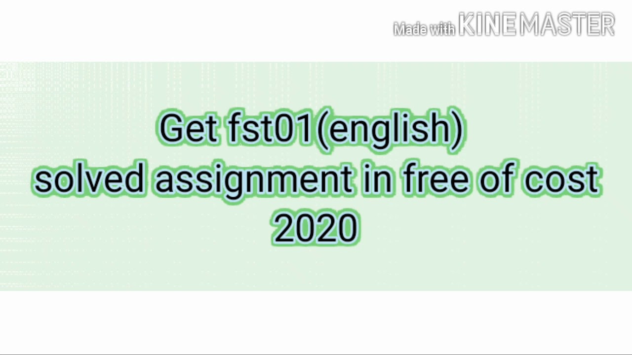 FST01 solved assignment 2020 - YouTube