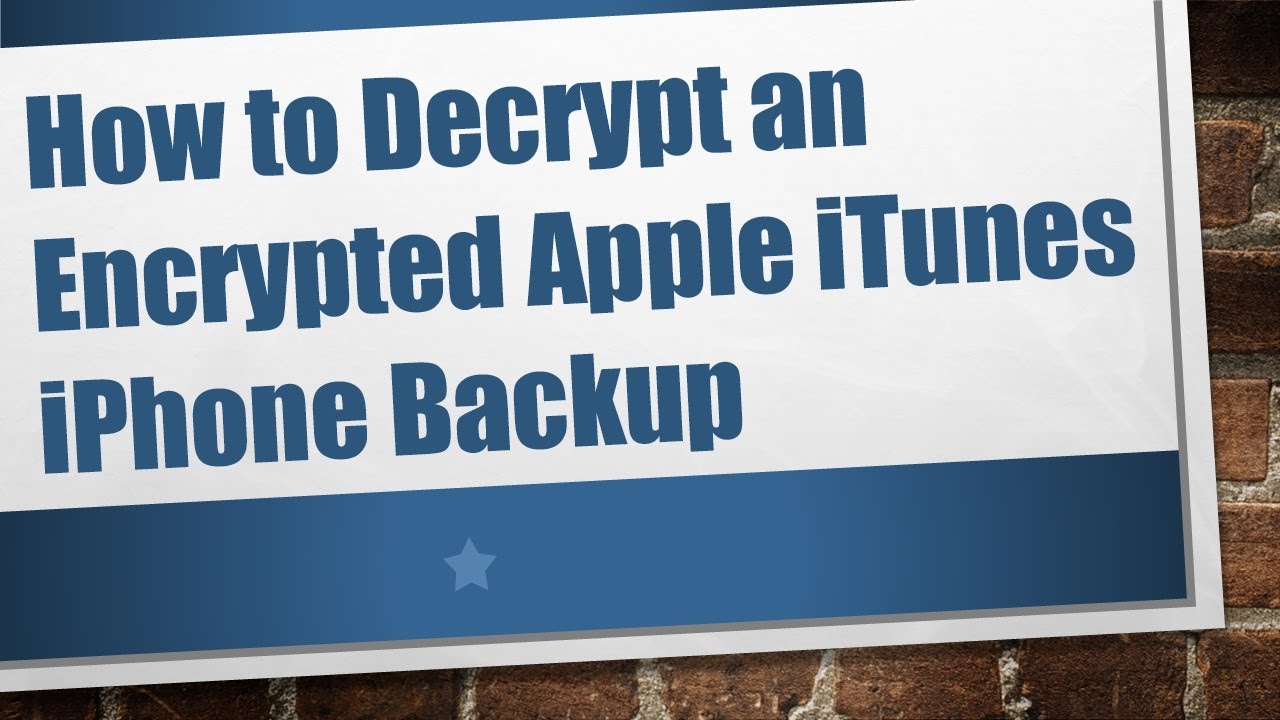 How to Decrypt an Encrypted Apple iTunes iPhone Backup - YouTube