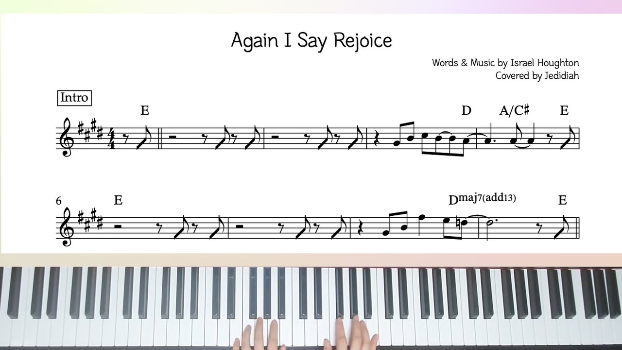 [CCM카피|메인건반] Again I say Rejoice (Live) - Israel Houghton 피아노 cover (악보 ...