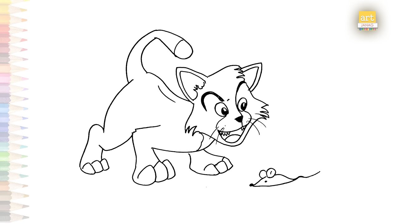 Easy funny animal drawings | How to draw funny cat and rat step by step ...