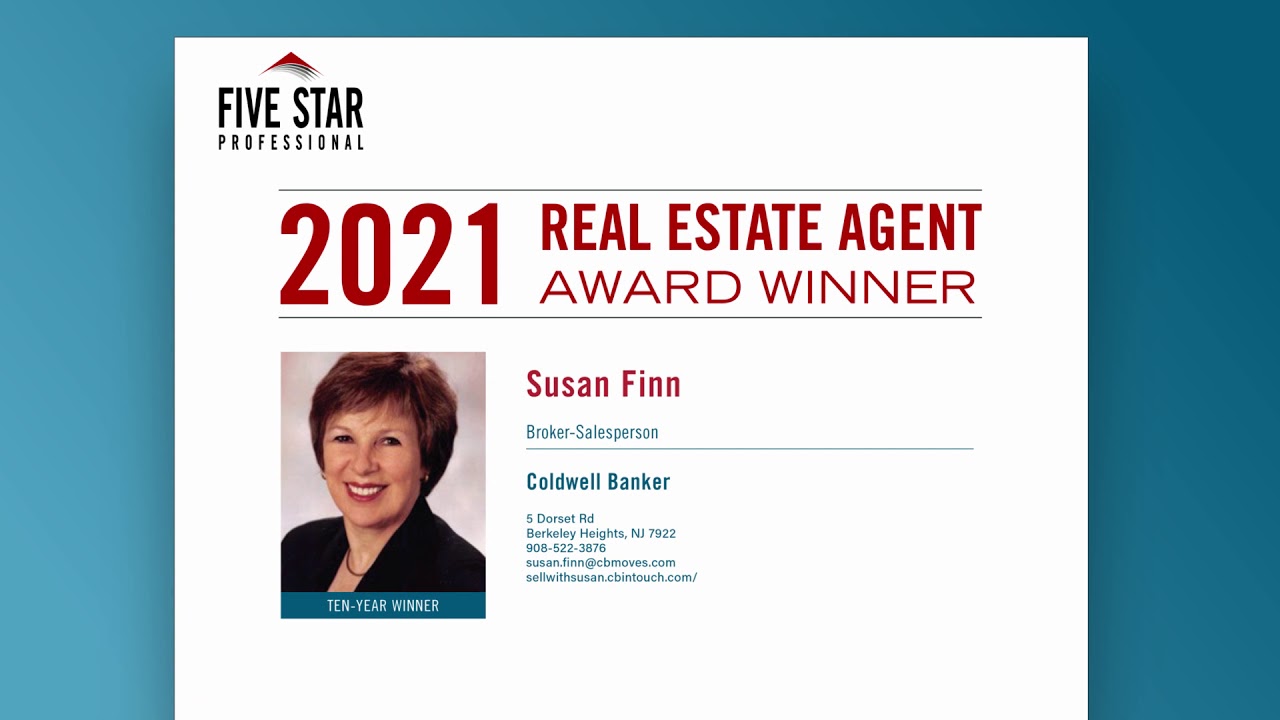 2021 New Jersey Five Star Real Estate Agent Susan Finn - YouTube