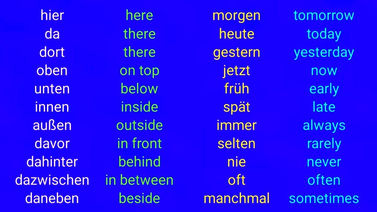 Deutsch üben #German #Deutsch #Adverb immer, nie, oft, selten, kaum ...