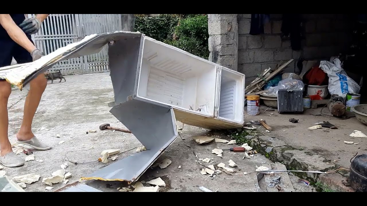 Dismantling Refrigerator For Components Selling Scrap - YouTube