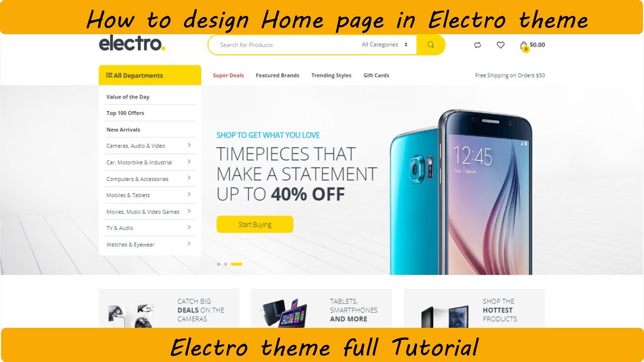 How to design home page in electro theme - YouTube