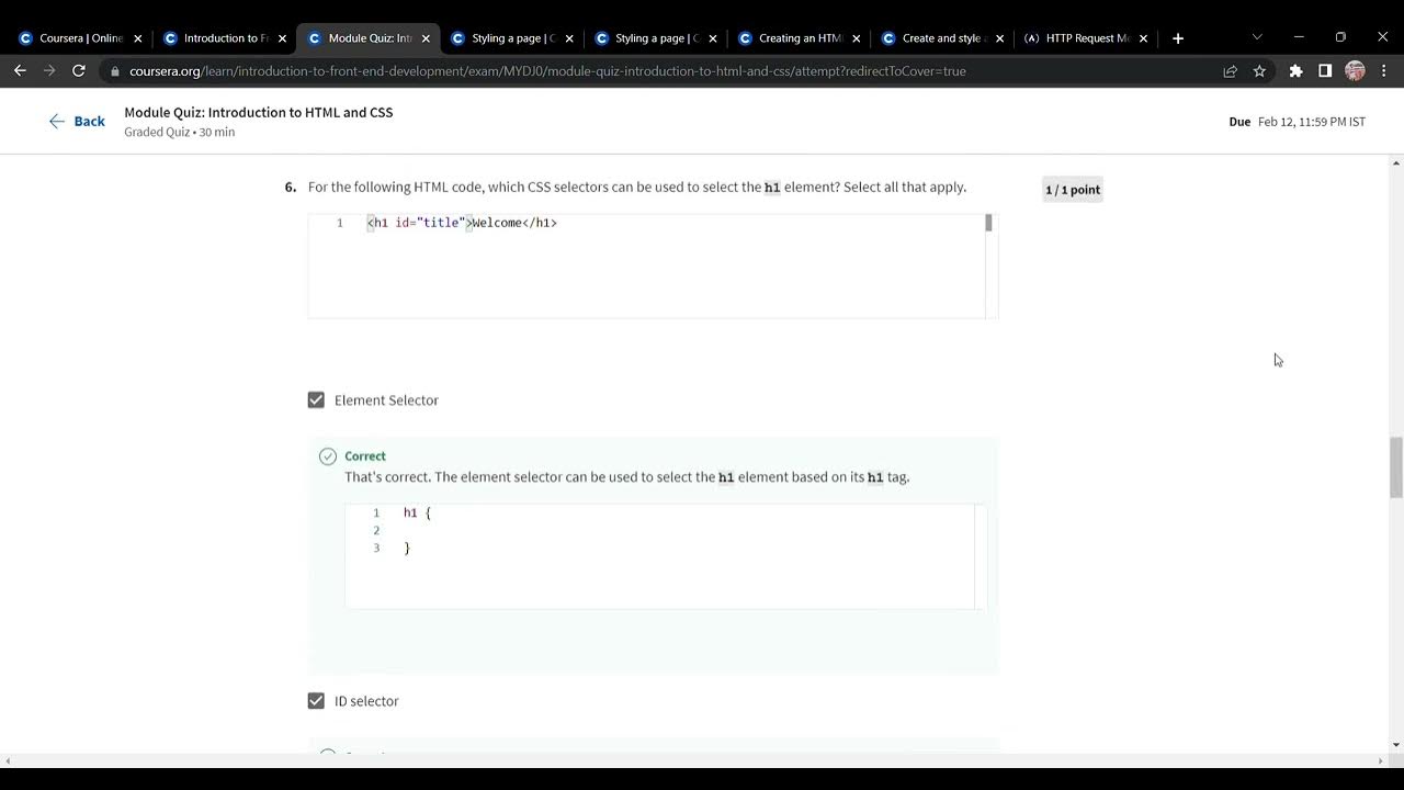 Meta Frontend Development Module Quiz Introduction to HTML and CSS Coursera 2023 - YouTube