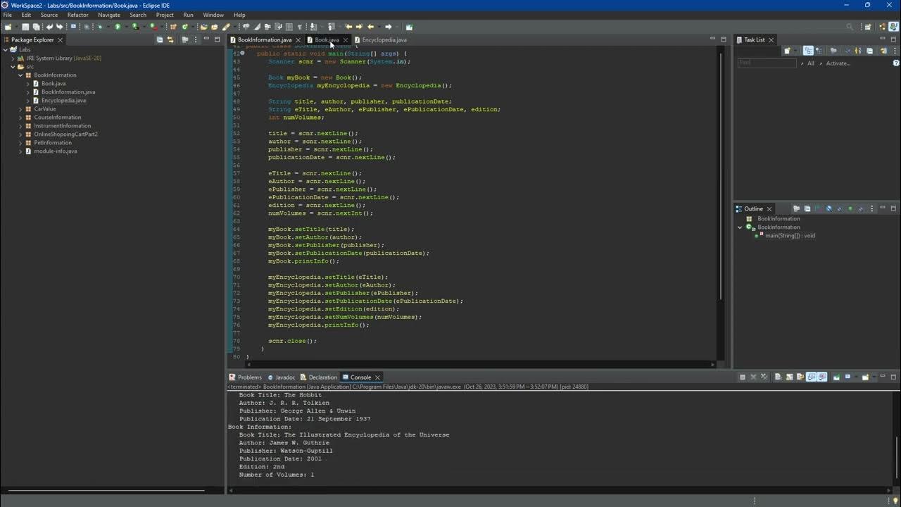 Java Lab: Book information (overriding member methods) - YouTube