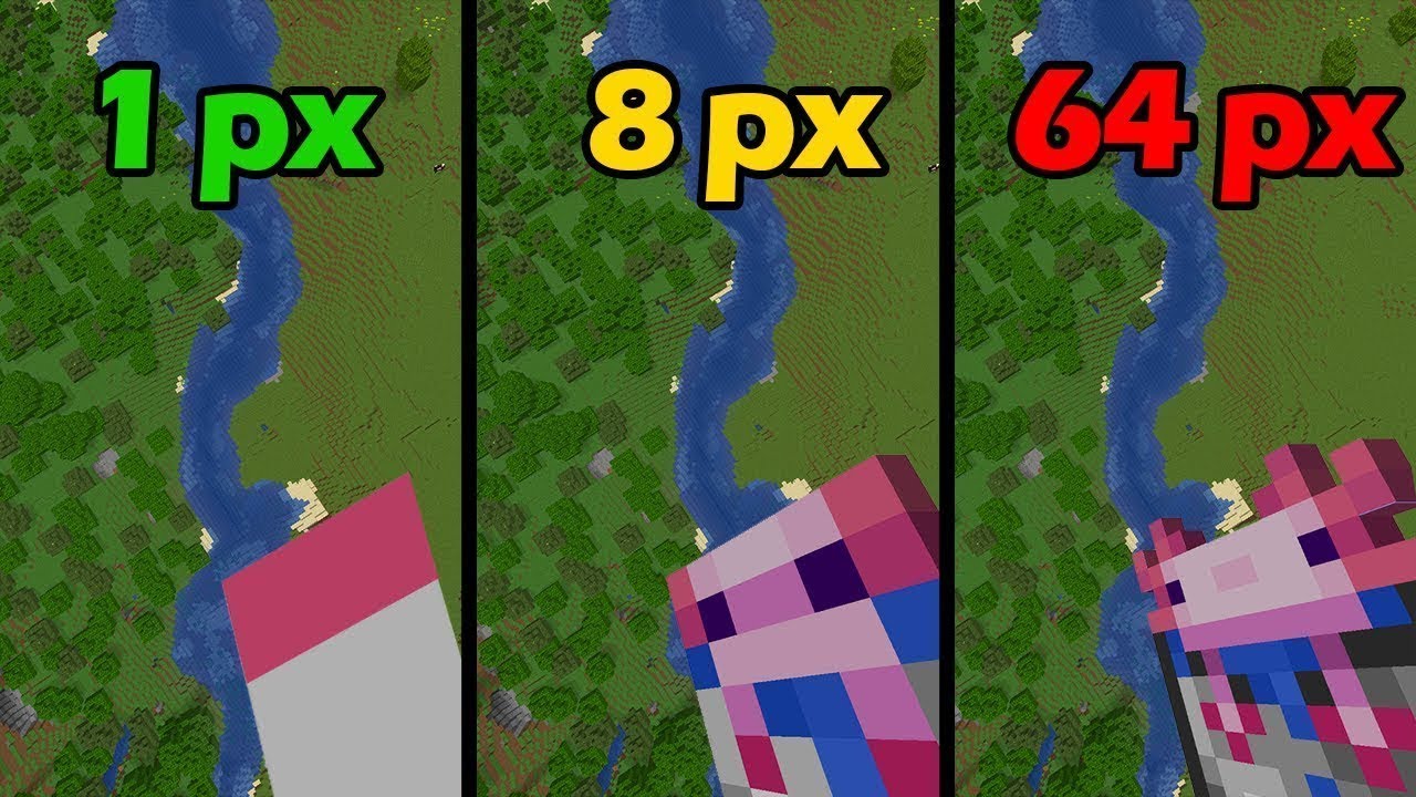 1px vs 8px vs 16px vs 64px texture (Minecraft 1.18.1) - YouTube