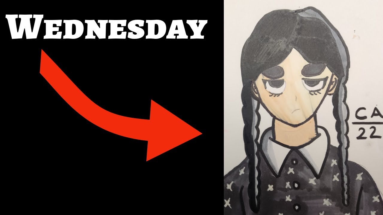 Drawing Wednesday From The Addams Family! Satisfying Art! - YouTube