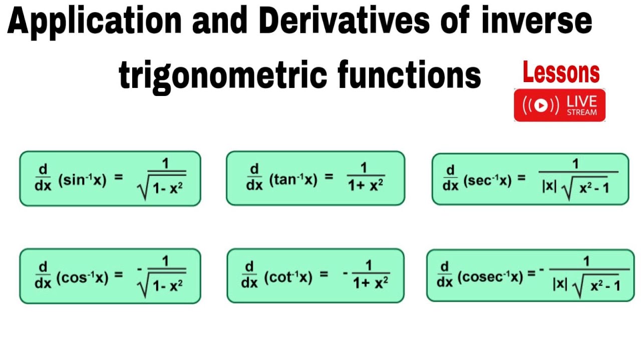 Applications & derivatives of inverse trigonometric functions (live ...
