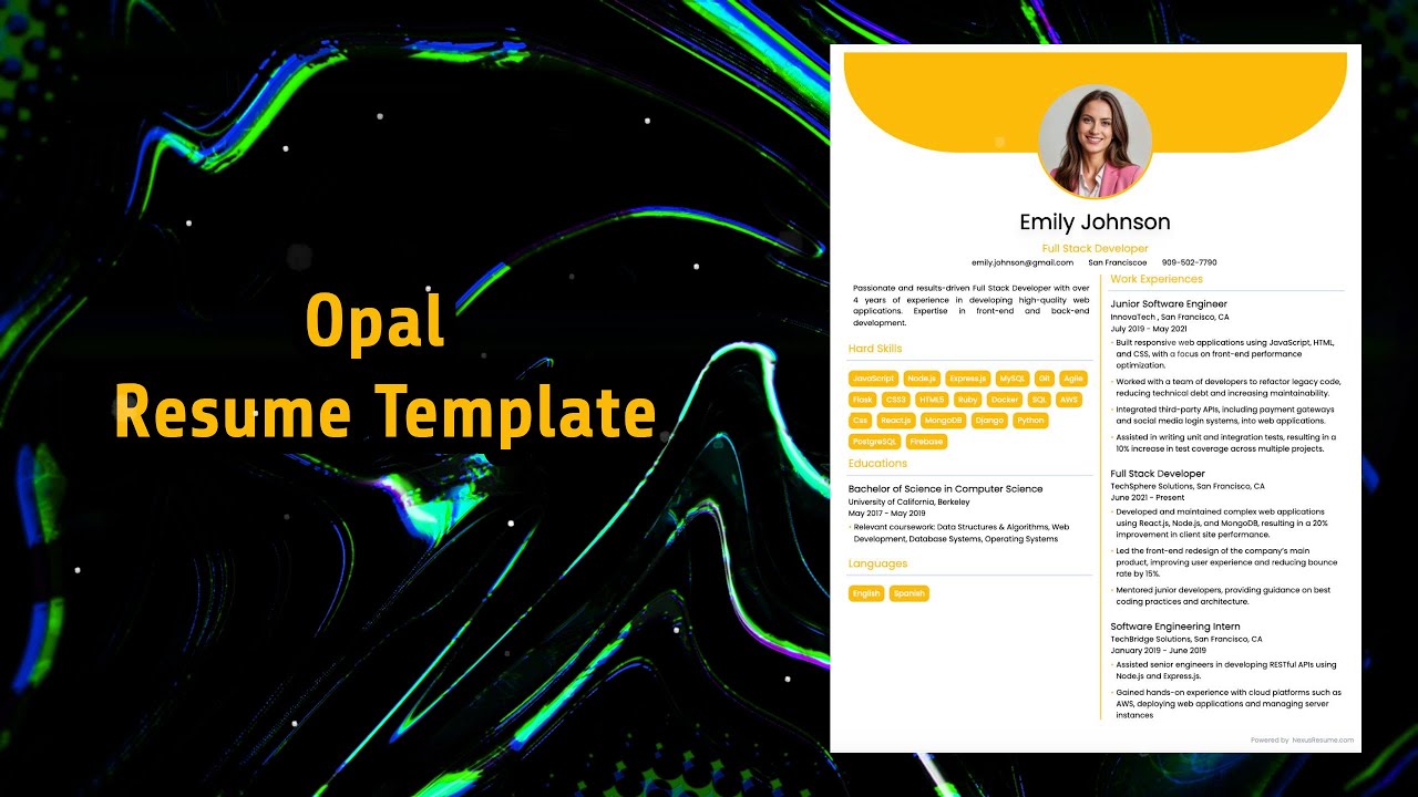 Opal Resume Template 2025 + Pdf - YouTube