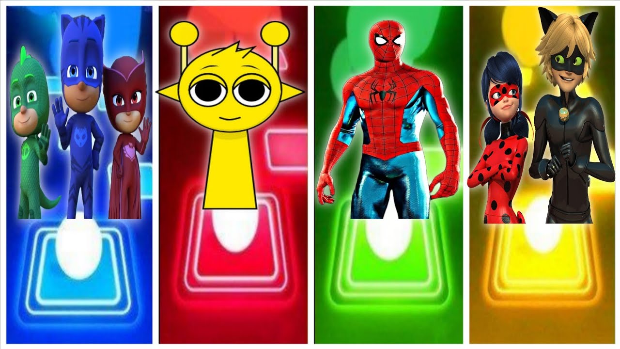 PJ Masks vs Spider Man vs Ladybug vs Incredibox Sprunki -Tiles Hop Edm ...