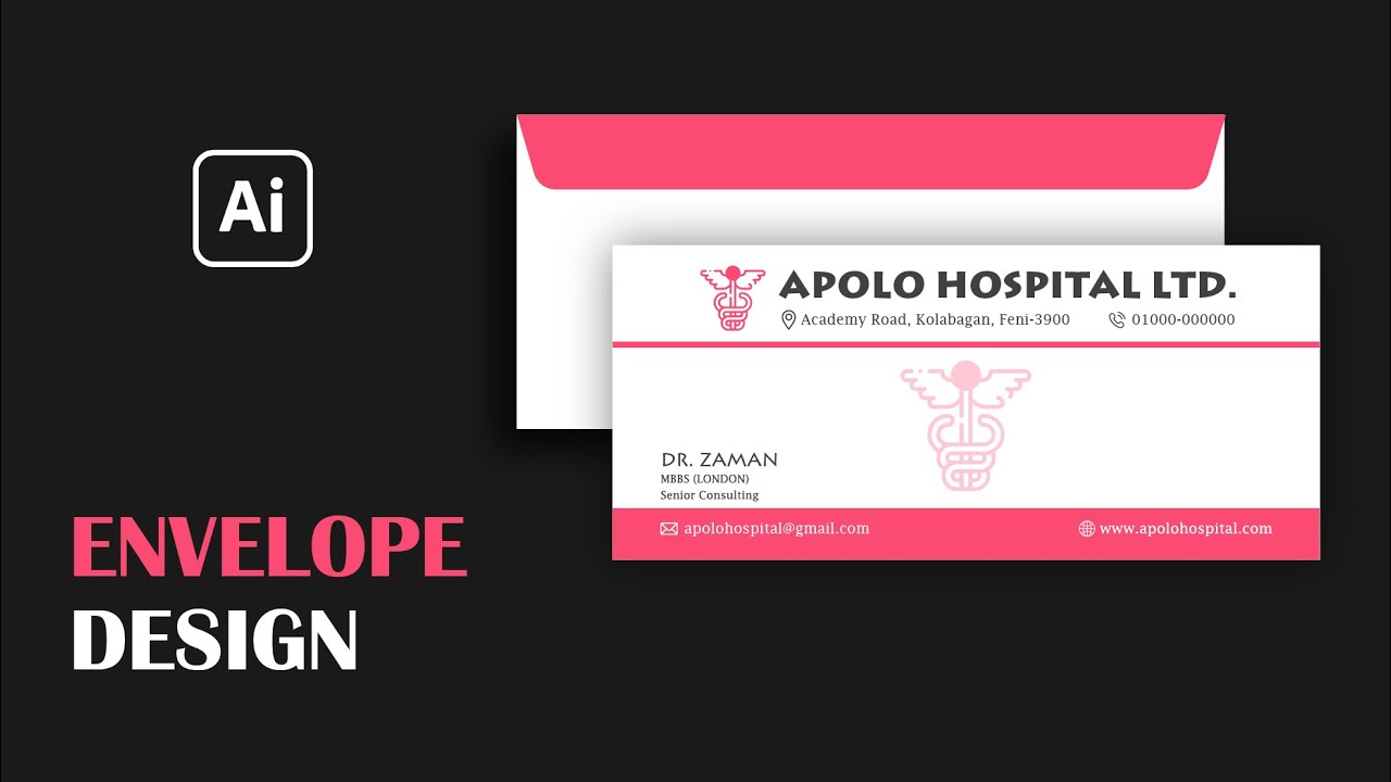 Envelope Design for Hospital in Adobe Illustrator CC | খাম ডিজাইন | SU ...