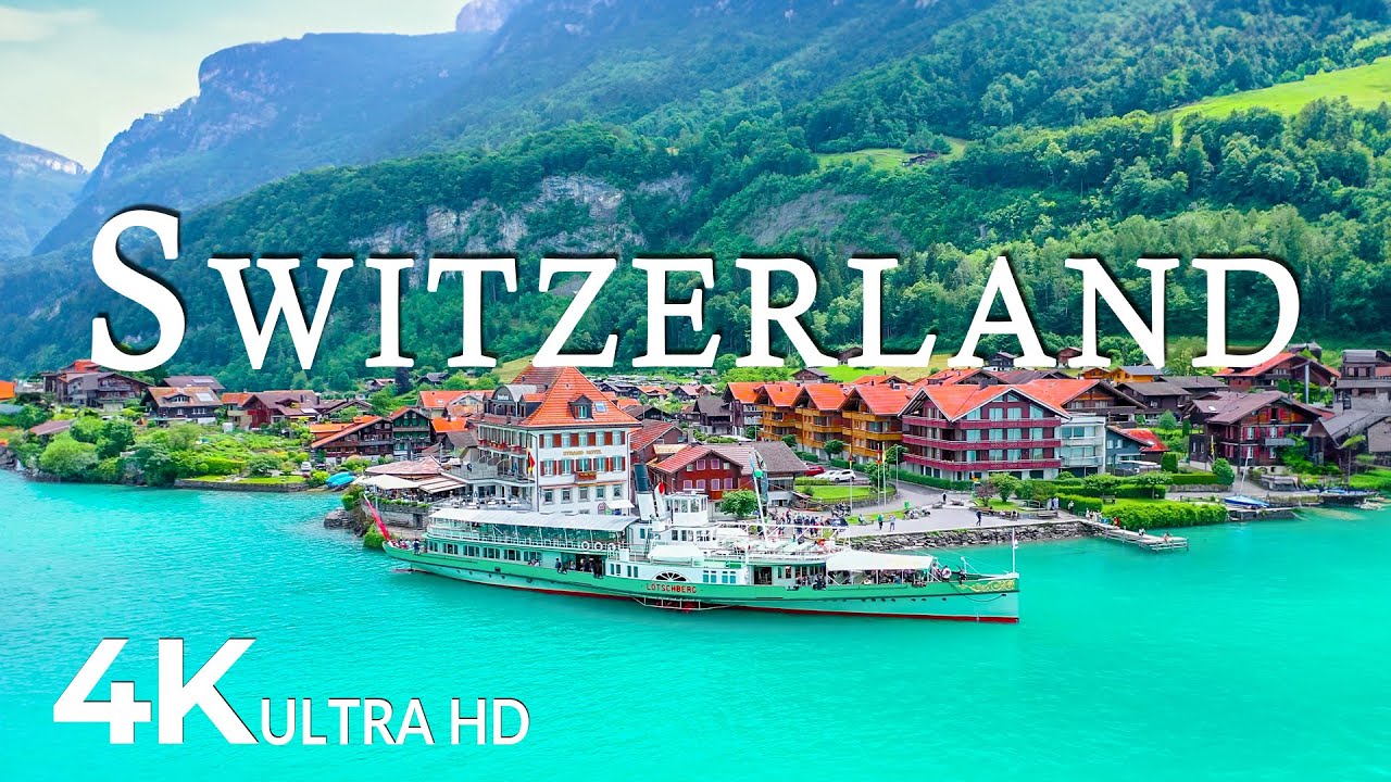 FLYING OVER SWITZERLAND (4K UHD) - Soothing Music Along With Beautiful ...