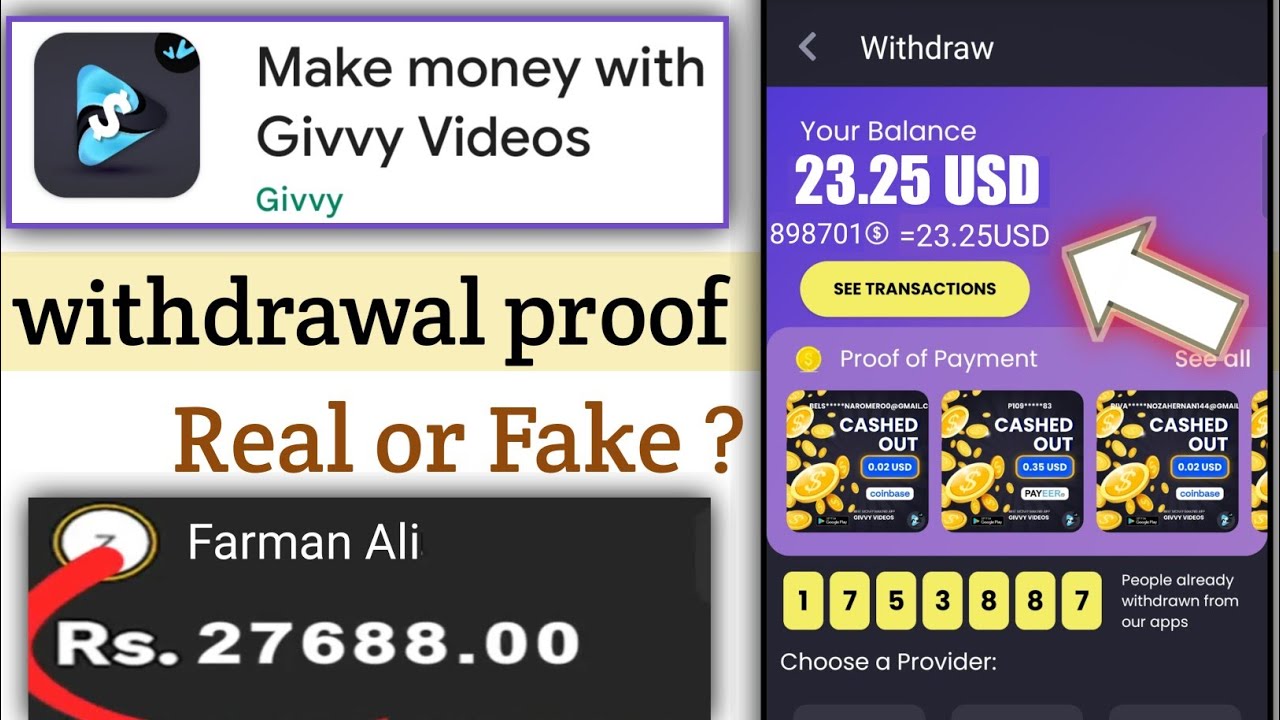 Givvy Video App withdrawal proof // Givvy video app payment proof ...
