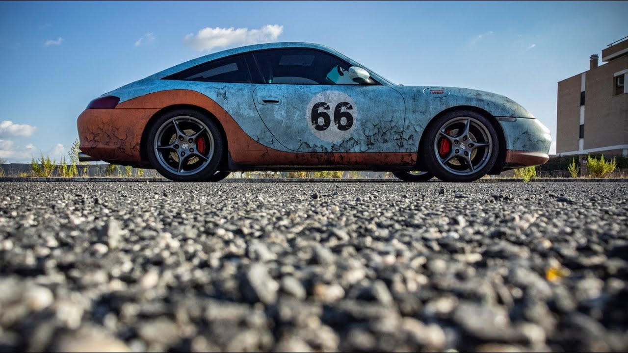 Porsche 996 racing Gulf wrapping - YouTube