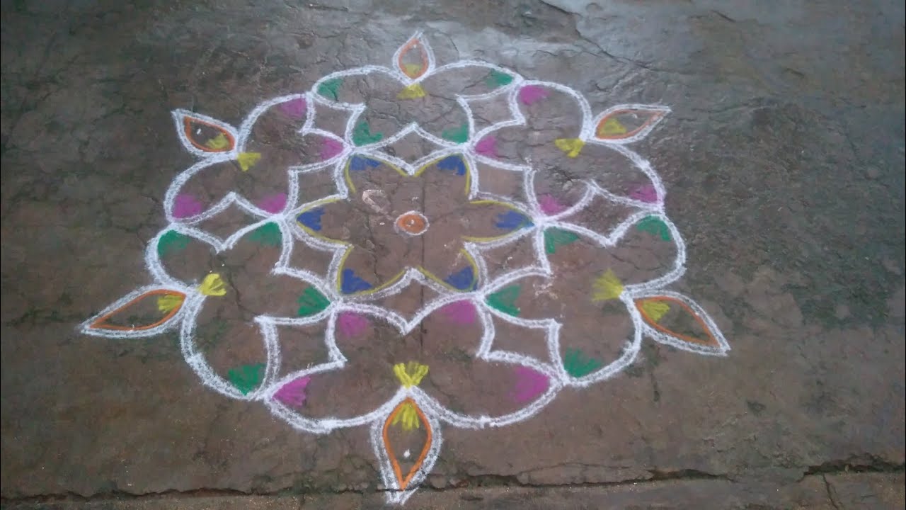 Friday color kolam | Early morning kolam |Kolam design | Flower kolam ...