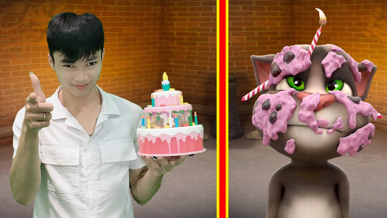 Birthday Cake Contest With Tom - My Talking Tom Cat in Real Life P3 ...