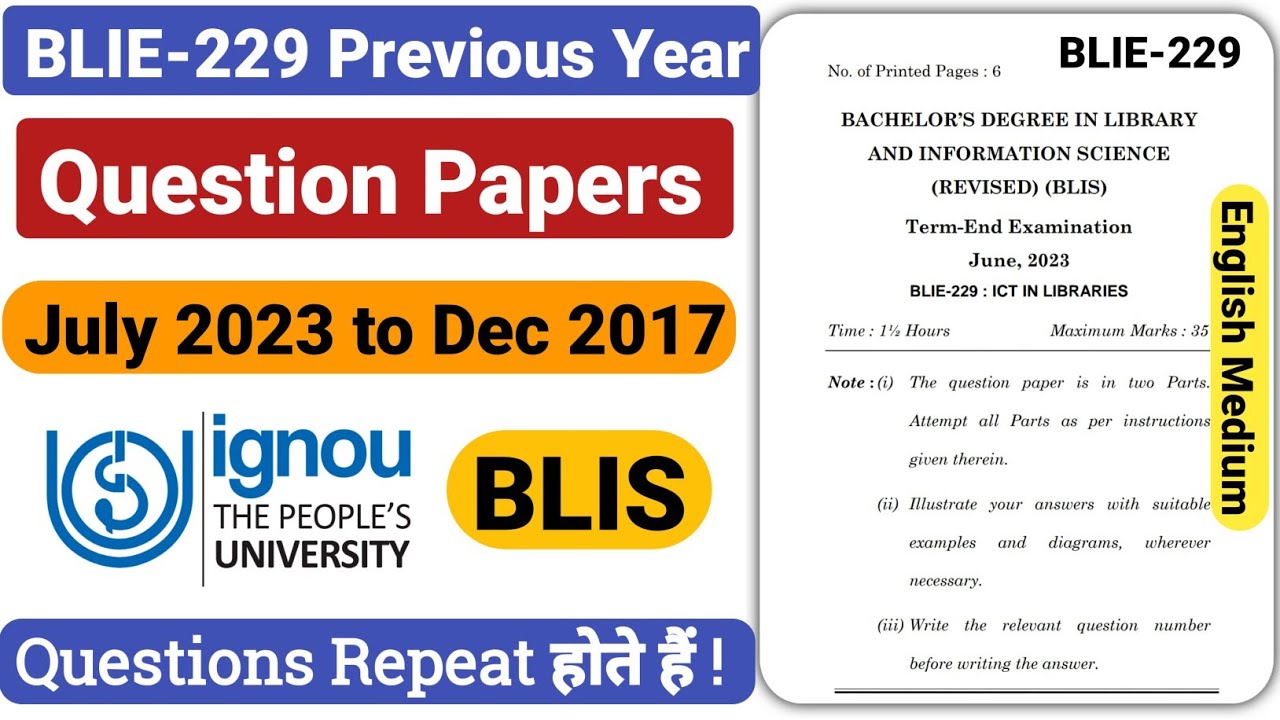 BLIE 229 Previous Year Question Papers || bli-229 previous session ...