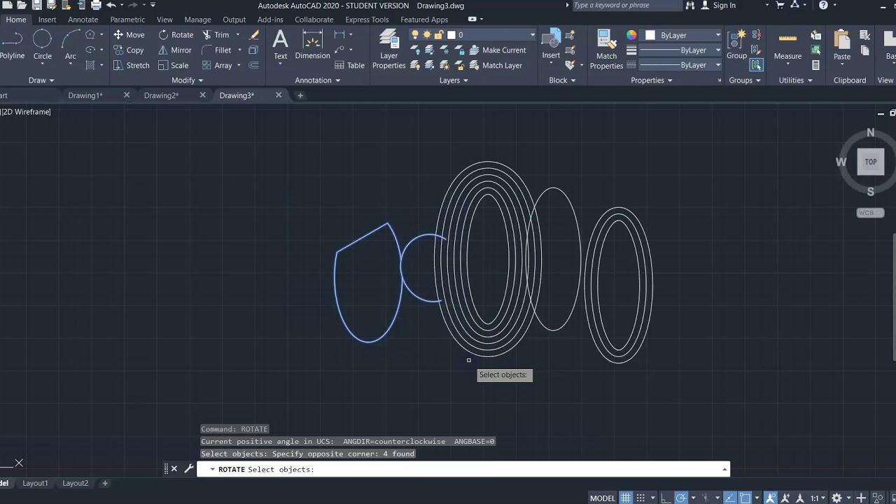 Using the Offset Rotate Array Functions in AutoCAD - YouTube