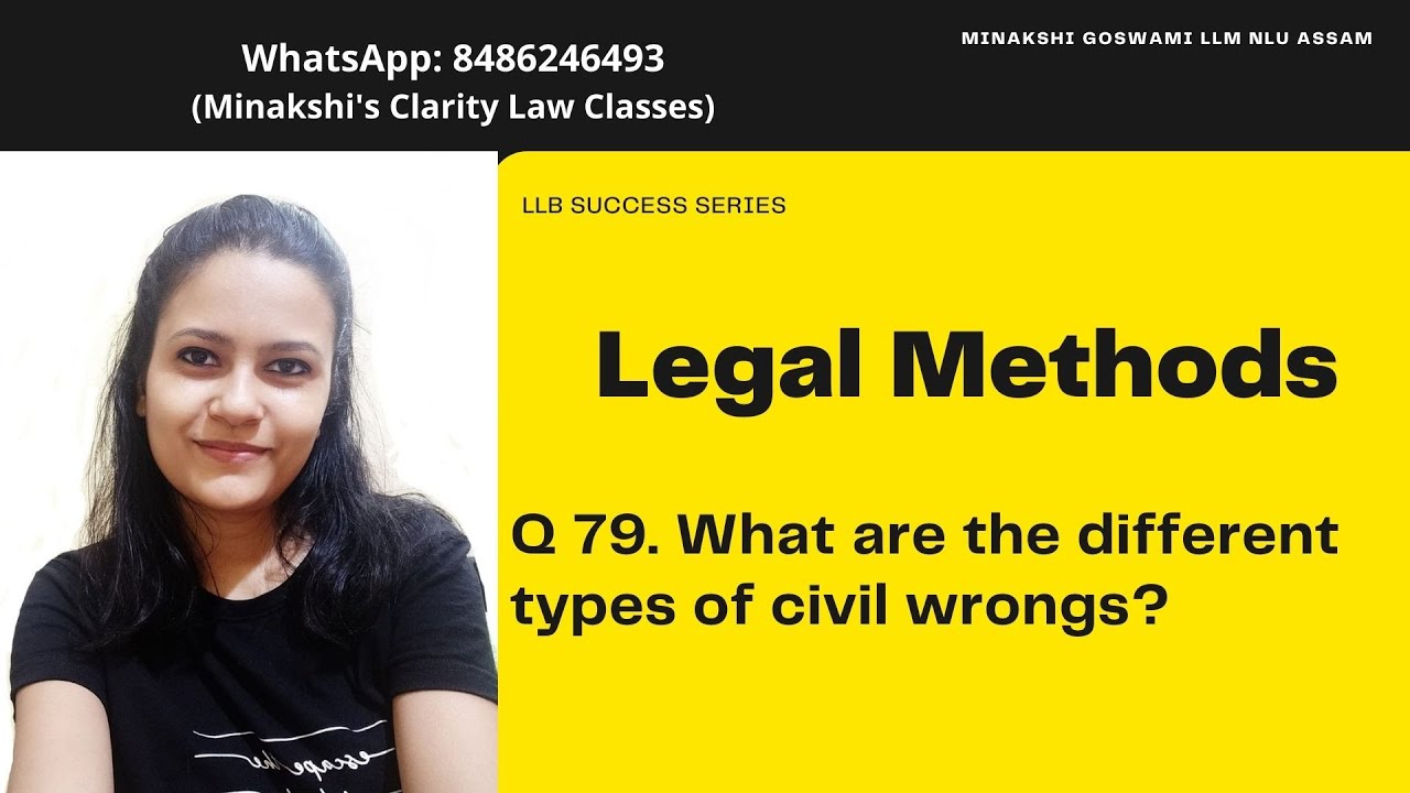 Different Kinds of Civil Wrongs | KSLU Legal Methods Complete Notes for ...