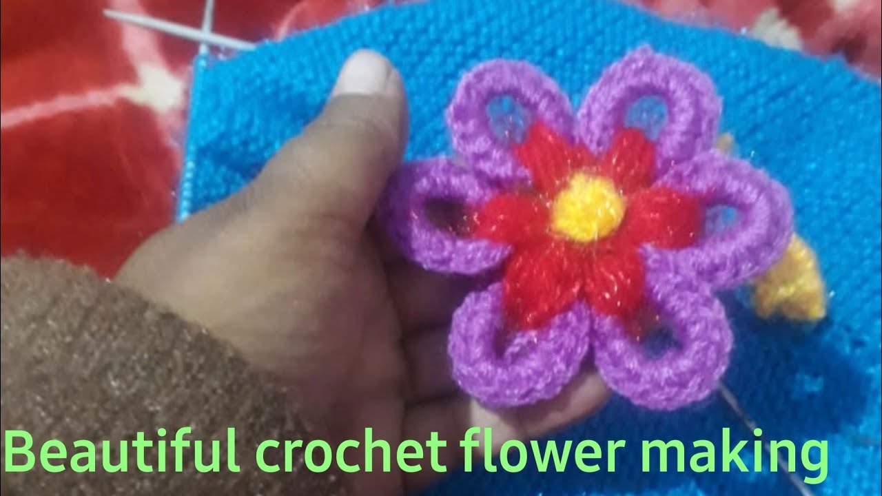 beautiful wow super easy crochet flower 🌺 sper easy crochet knitting # ...