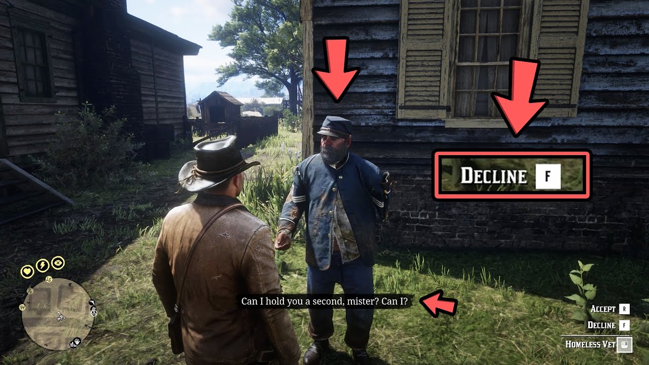 What happens if you refuse to be hugged by the homeless vet? - RDR2 ...